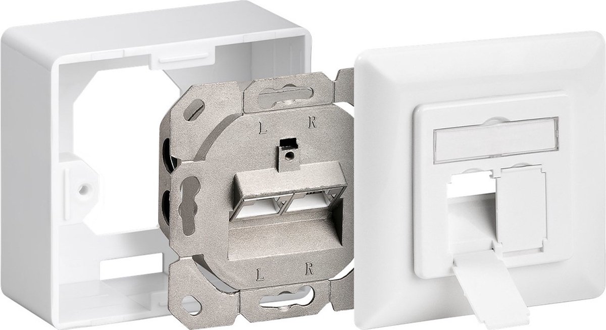 Premium CAT6 Gigabit netwerk opbouw wandcontactdoos met 2 RJ45 poorten ...