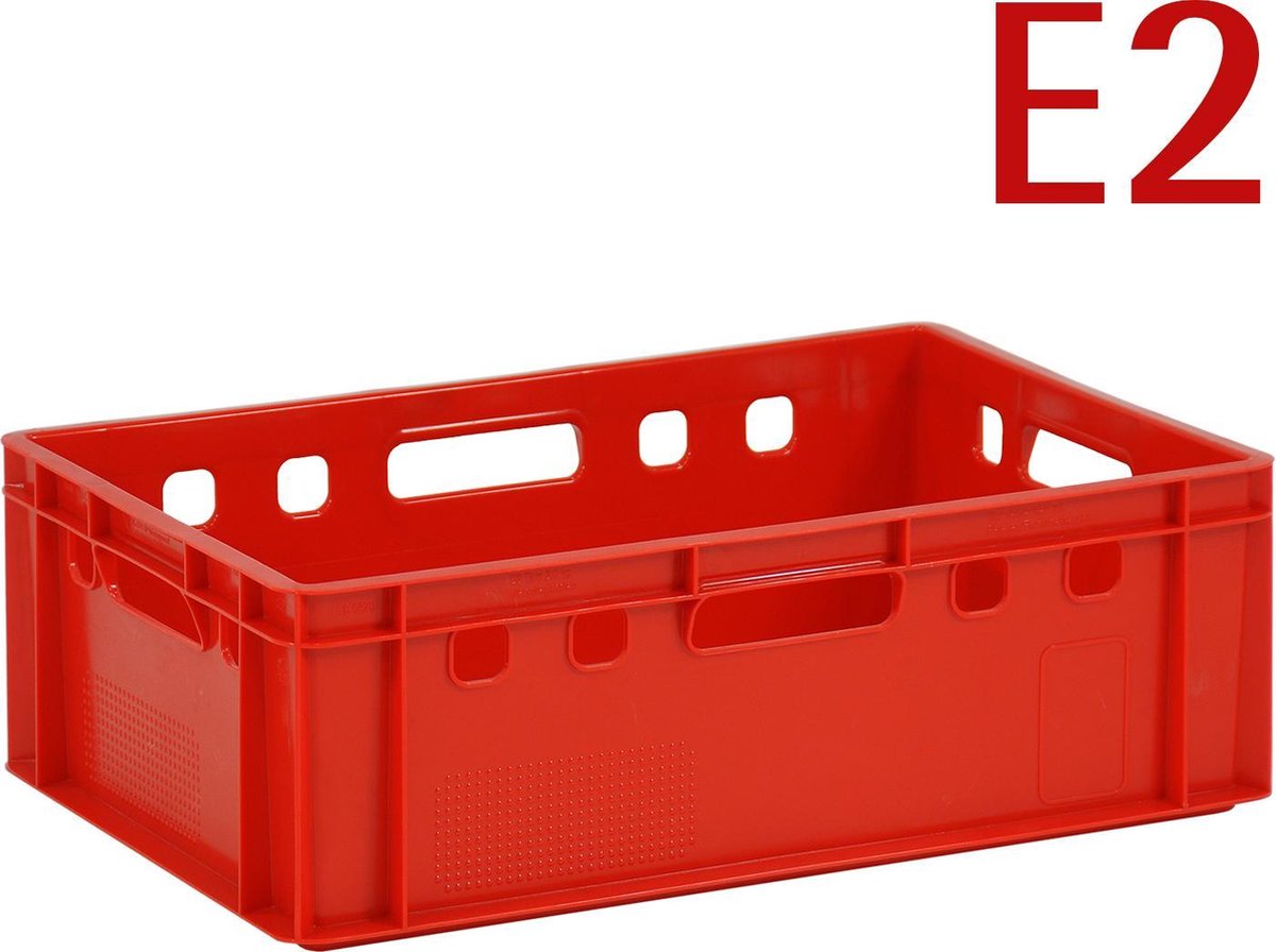 kunststof Stapelbak E2 vleeskrat met open handgrepen | bol.com
