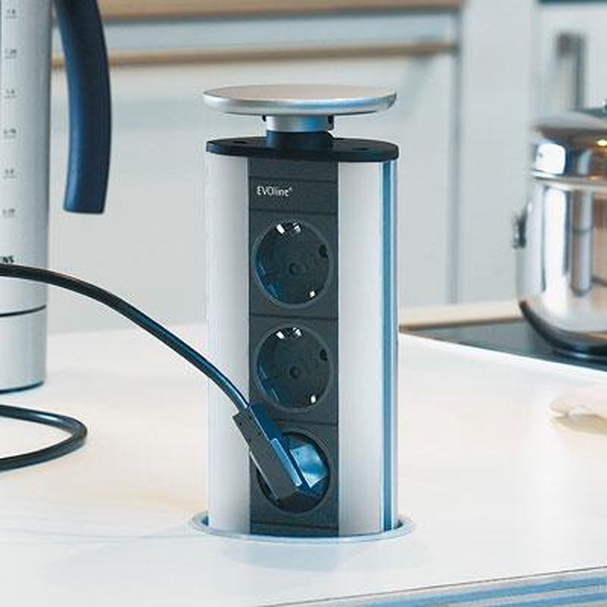 Evoline Powerport Stopcontact - 3-voudig - Aluminium | bol.com
