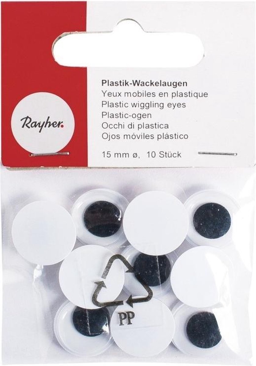 30x Wiebel oogjes/googly eyes 15 mm - Plastic beweegbare oogjes - Hobby ...