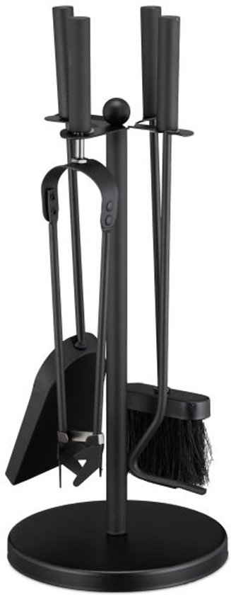 Doodadeals® Openhaardset 5-delig – Haardset van Staal Zwart – Open ...