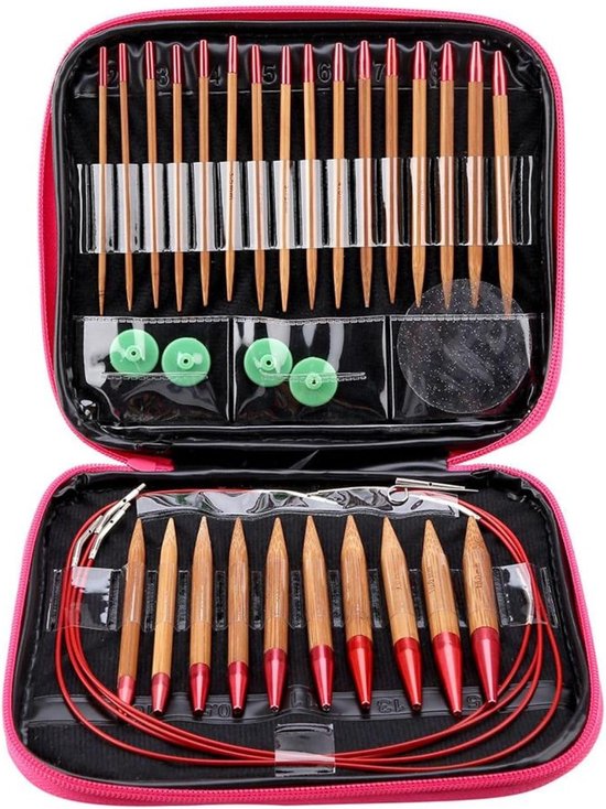 Knitting Kit - Interchangeable Carbonized Bamboo Needles Set ...