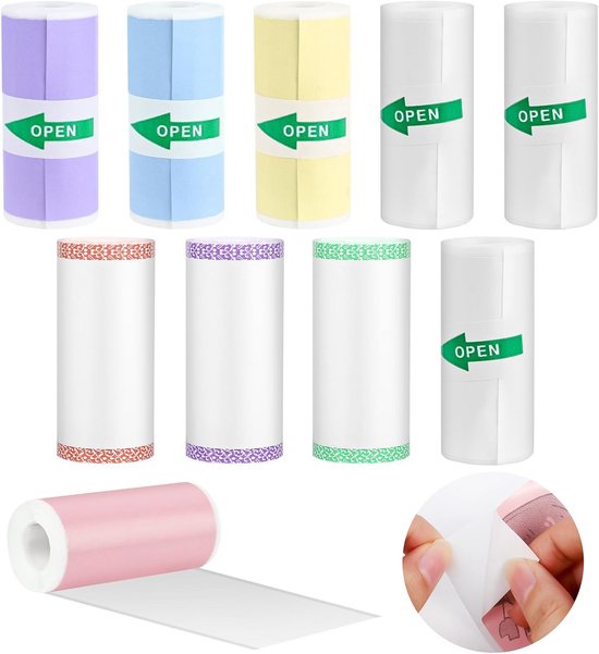 10 Rollen Thermisch Papier Zelfklevend Etiket Navulrol voor Mini ...