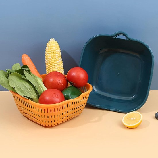 Plastic dubbele afvoermand voor keukenzeef en wasbak - Groente en fruit ...