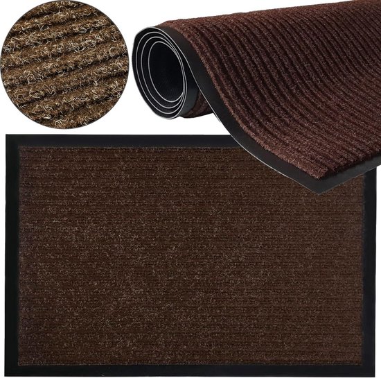 Schoonloopmat 90 x 150 cm buiten - antislip rubberen onderkant - bruin ...