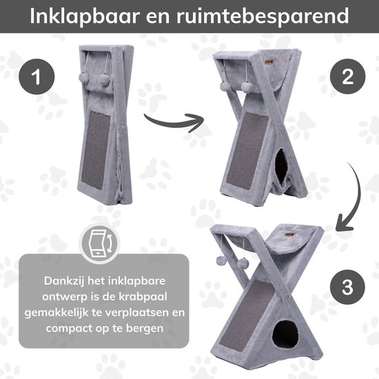 ACAZA - Krabpaal - Krabpaal voor Katten - Kattenhuis - Krabplank - 68 x ...
