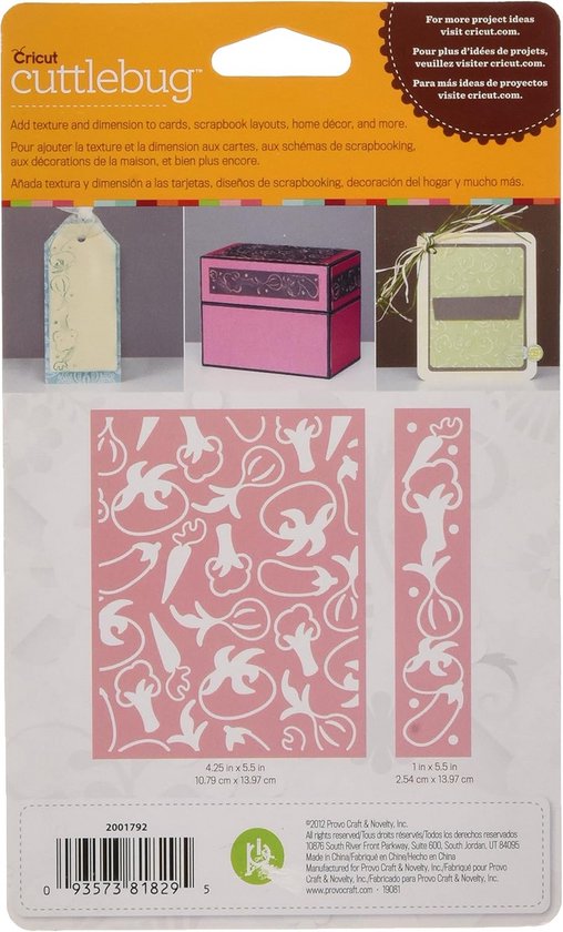 Cricut Cuttlebug A2 embossing folder en rand, Veggie Patch | bol