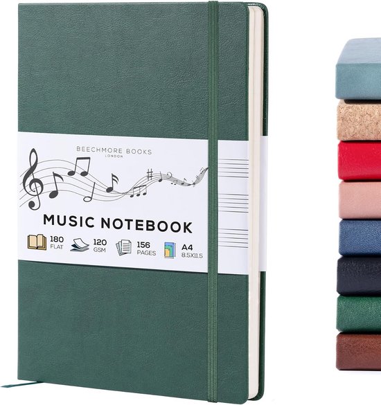 Muziekboek A4 met 10 Notenbalken - Hoogwaardig Papier en Harde Kaft | bol