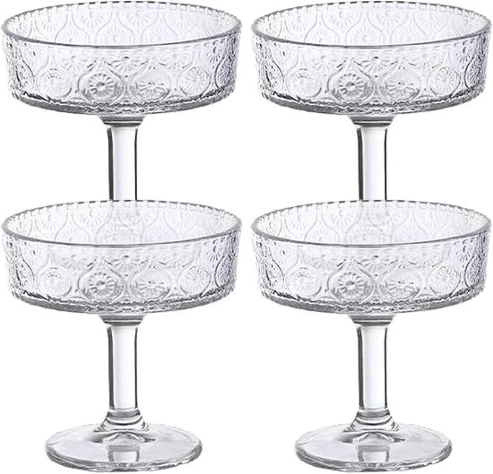 8 stuks geribbelde coupéglazen - Vintage cocktailglazen 20 cl | bol