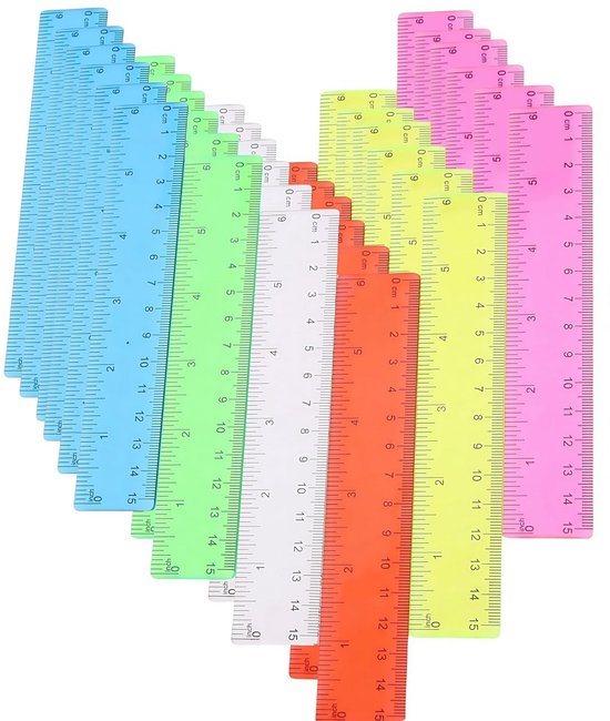 Set van 36 Transparante Linialen 15 cm Kunststof - Voor School en ...