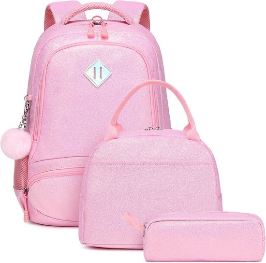 Glitter Rugzak voor Meisjes met Eenhoorn en Regenboog - Schooltas Set | bol