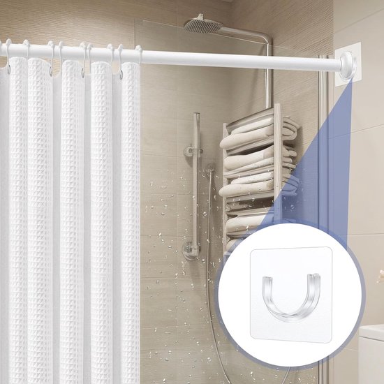 Shower Rod Holder 4Pcs Sticky Curtain Rod Bracket No Drilling Retainer ...