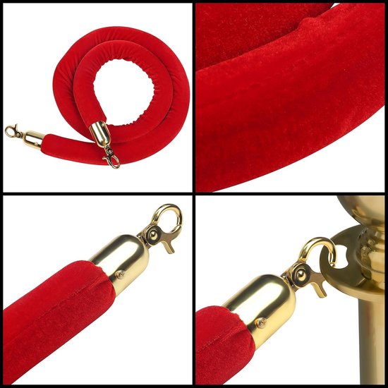 Egoods - Rode Velours Barrière Kabel - 150 cm Lang - Gouden Haken ...