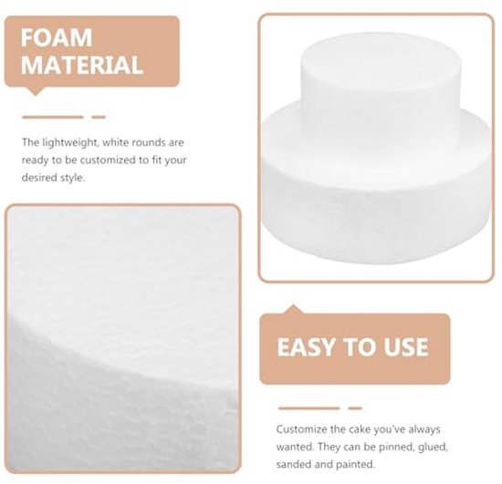 6 Pieces Round Cake Dummies Styrofoam Cake Shape Round for Sculpture ...