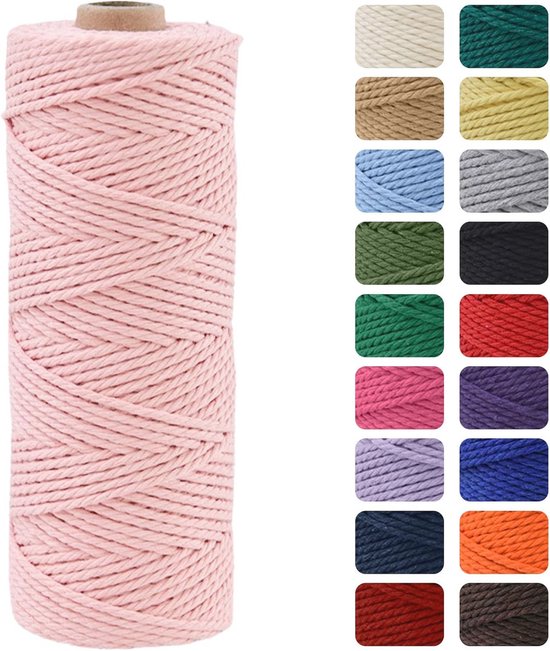 3 mm Macramé Koord Lichtroze - Natuurlijk Katoenen Touw voor Doe-Het ...