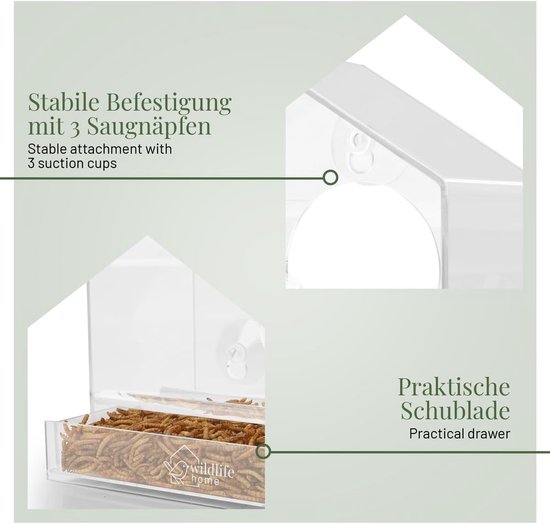 Transparant Vogelvoederhuis voor Wilde Vogels met Suction Cups en ...
