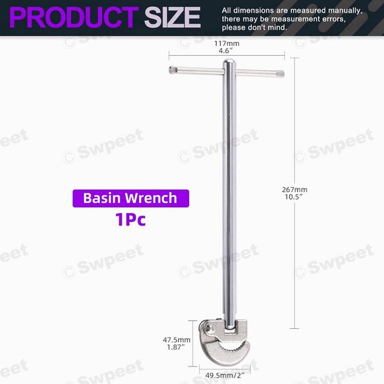 Verstelbare Wastafel Sleutel voor Kranen en Noden Onder de Gootsteen | bol