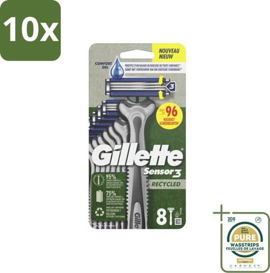 10 x Gillette Sensor3 - Wegwerp Scheermesjes - Recycled - 8 ...