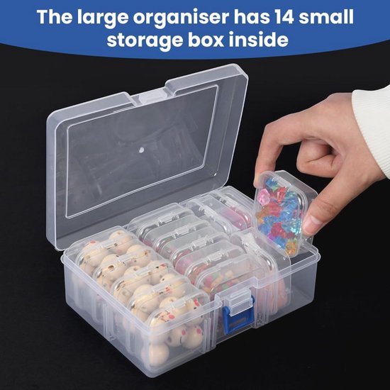 Mini opbergdozen set - 15 transparante kunststof opbergdozen voor ...