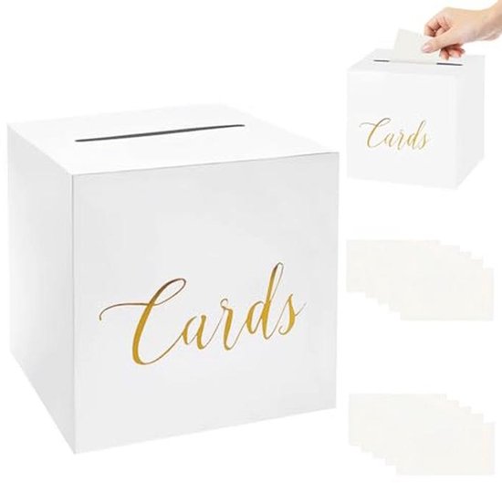 Witte trouwkaartendoos met 10 kaarten voor bruiloften en evenementen | bol