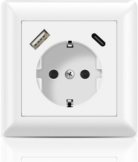 Inbouw Stopcontact met USB A en USB C Poort en Frame | bol