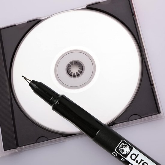 Set van 12 Permanente CD/DVD Markers 0,4-0,5 mm Zwart voor Glas en ...