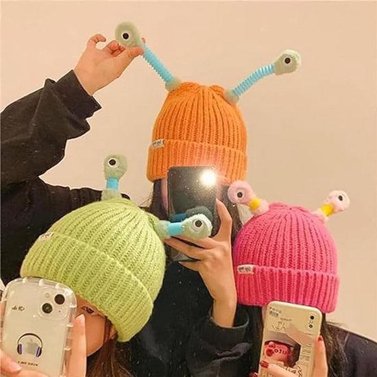 Grappige LED Gebreide Muts met Monster Oren - Warme Winter Beanie voor ...