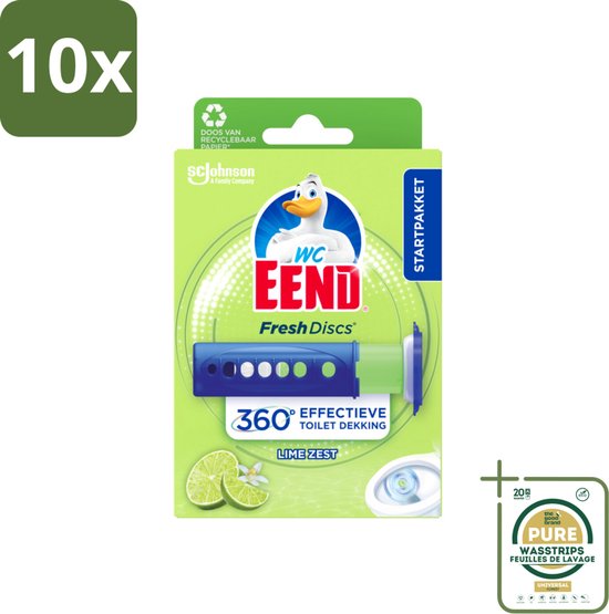 10 x WC Eend - Fresh Discs Lime Zest - Toiletgel - Hygiënisch & Fris ...