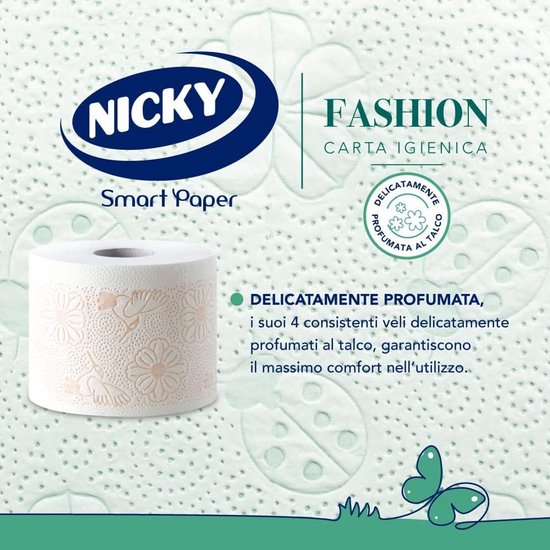 Nicky Fashion Toiletpapier, 4 rollen toiletpapier, 165 pluizige 4 ...