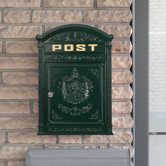 Engelse Wandbrievenbus in Antieke Stijl - Groene Gegoten Aluminium ...