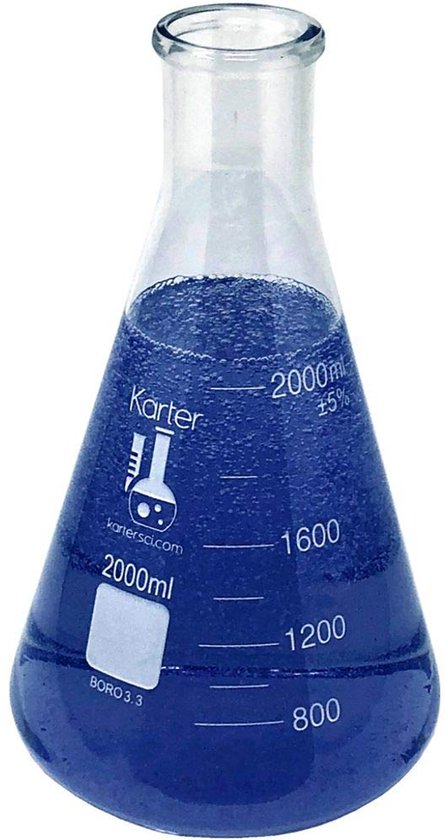 2000ml Erlenmeyer-kolf smalle hals laboratorium | bol