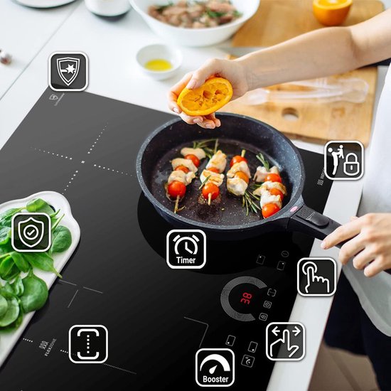 Inductie Kookplaat 60 cm met 4 Kookzones en Flexzone | 8,2 kW | 9 ...