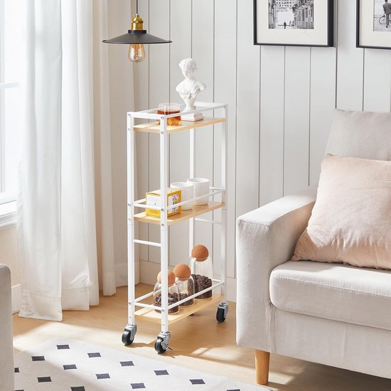 Slanke 3-Laags Serveerwagen met Wielen voor Kleine Ruimtes ...