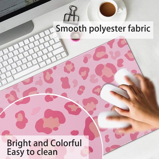 Grote Roze Luipaard Gaming Muismat - Kawaii Luipaardprint, XL 80x29 cm ...