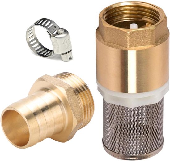 Terugslagklep en zuigfilterset 1 inch met messing voetventiel en ...