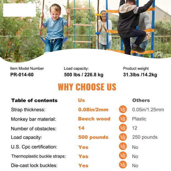 Ninja Hindernisbaan - Slackline Hindernisparcours Set - 2 x 18,29 m ...