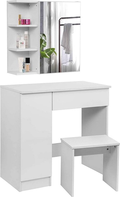 3 In 1 Dressing Tafel Met Kruk En Spiegel Wit | bol.com