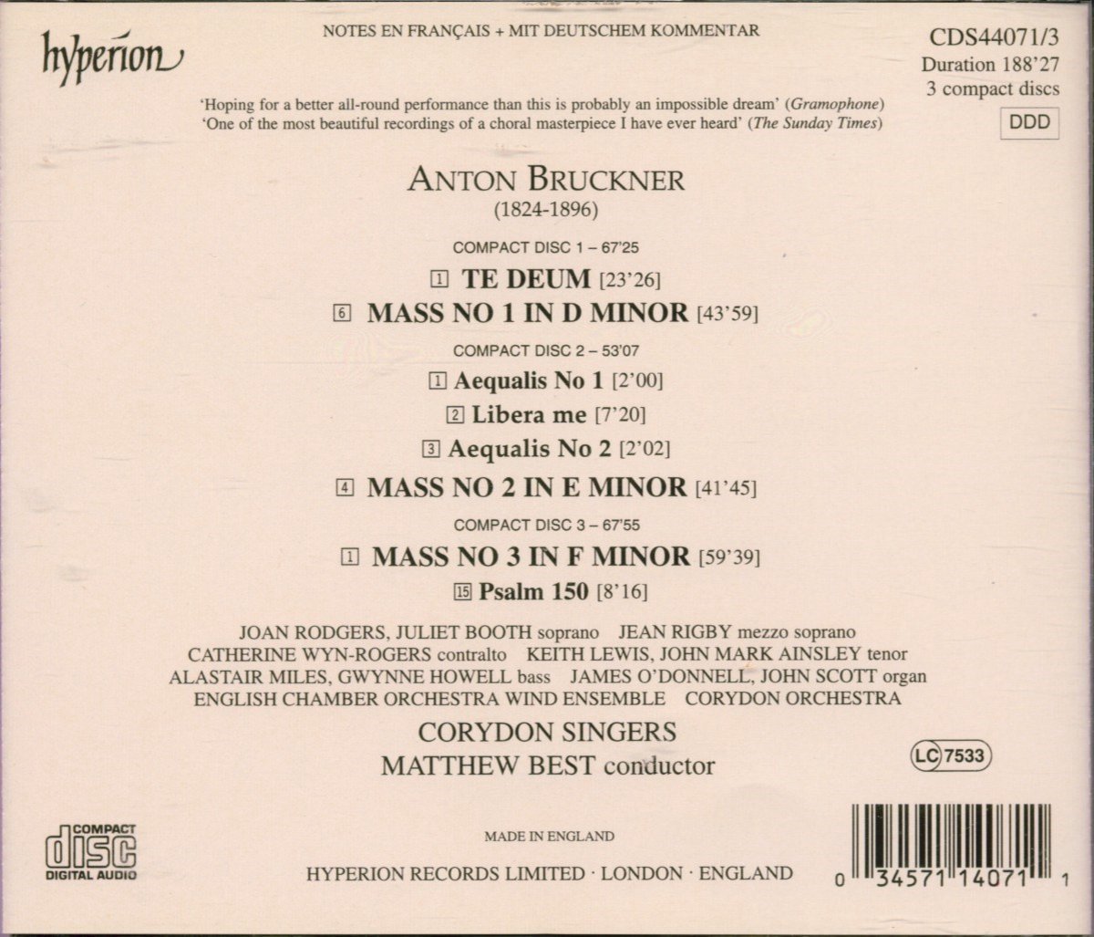 Matthew Corydon Singers/Best - Three Masses (CD), John Mark Ainsley ...