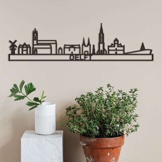 City Shapes Skyline Delft - Houten wanddecoratie voor aan de muur ...