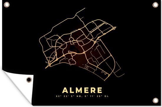 Tuinposters buiten Plattegrond - Stadskaart - Almere - Kaart - 90x60 cm ...