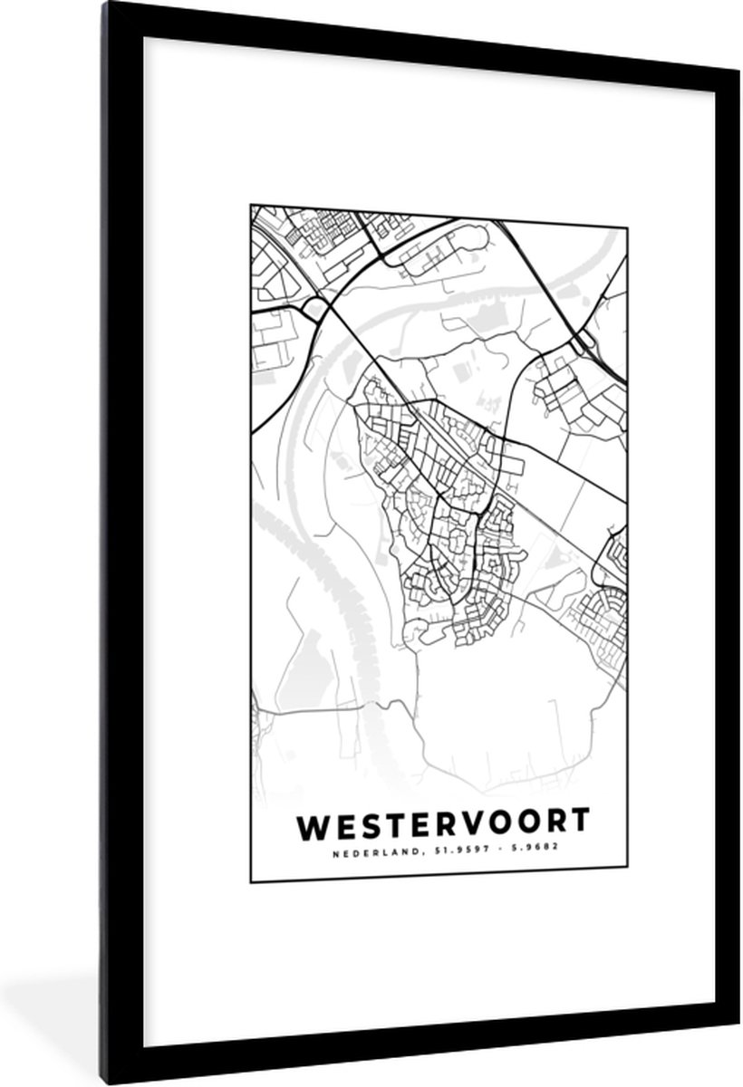 Fotolijst incl. Poster - Kaart - Westervoort - Plattegrond - Stadskaart ...