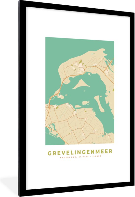 Fotolijst incl. Poster - Grevelingenmeer - Stadskaart - Plattegrond ...
