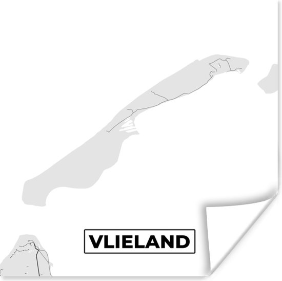 Poster Kaart - Vlieland - Eiland - Plattegrond - Stadskaart - 30x30 cm ...
