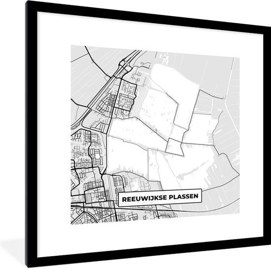 Fotolijst incl. Poster - Nederland - Reeuwijkse Plassen - Kaart ...