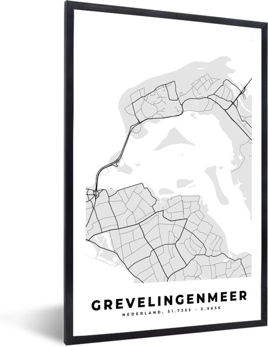 Fotolijst incl. Poster - Grevelingenmeer - Plattegrond - Kaart ...