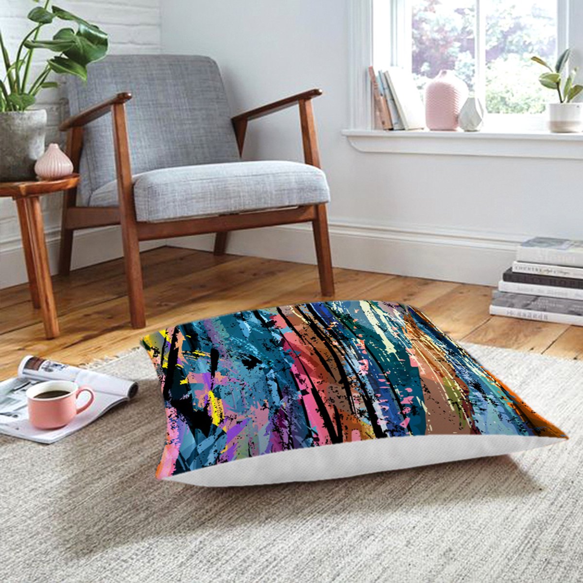 Vloerkussen Kussenhoes - Waterverf - 70x70 cm | bol.com