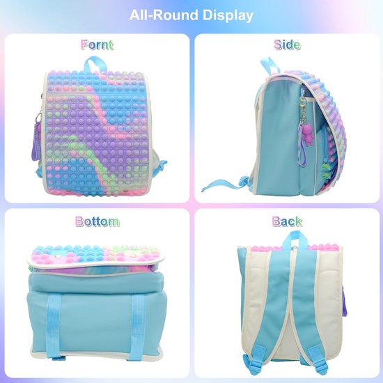 AO®️Fidget Pop On It Backpack for School, Rainbow Pop Bubble Fidget ...