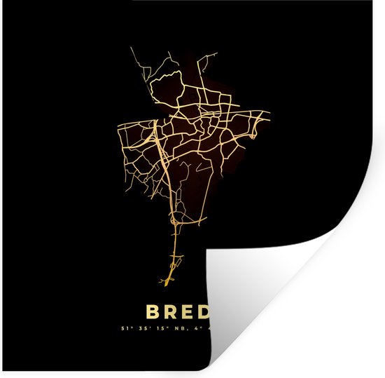 Muurstickers - Sticker Folie - Breda - Stadskaart - Plattegrond - Kaart ...