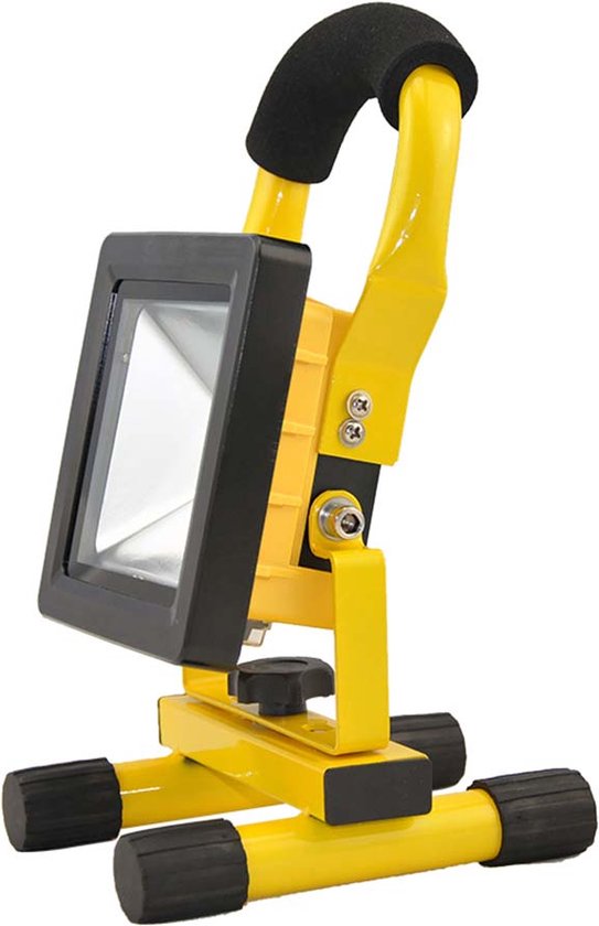 Oplaadbare LED bouwlamp op accu - 10 Watt - Met grondstandaard | bol