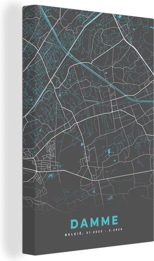 Canvas Schilderij Kaart – Plattegrond – Stadskaart – Damme – België ...